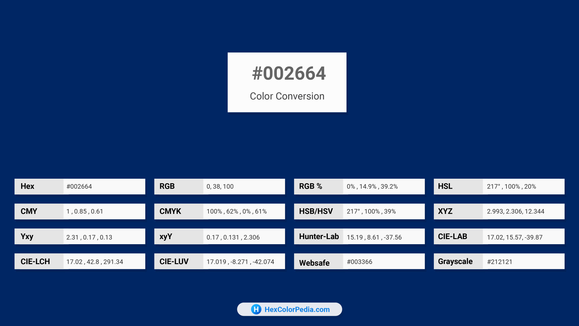 Deep Sea Nightmare ( similar ) Color | 002664 - Hex Color Conversion ...