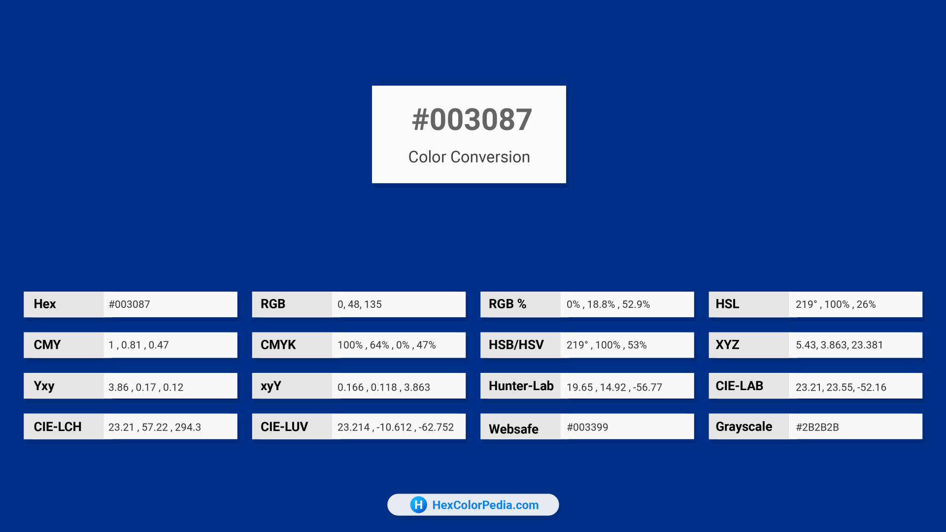 One Minute To Midnight ( similar ) Color | 003087 - Hex Color ...