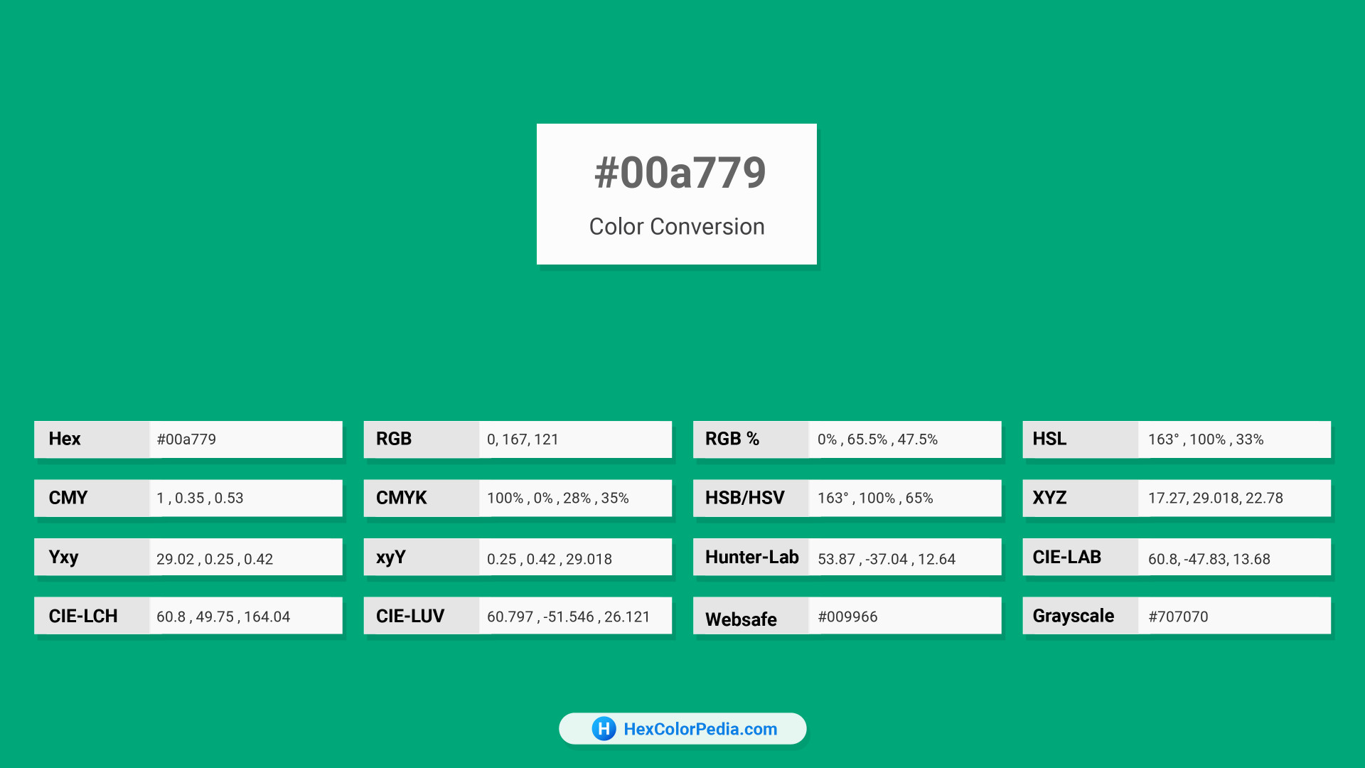Pantone 16-5938 Tpg Mint Color | #00a779 - Hex Color Conversion - Color ...