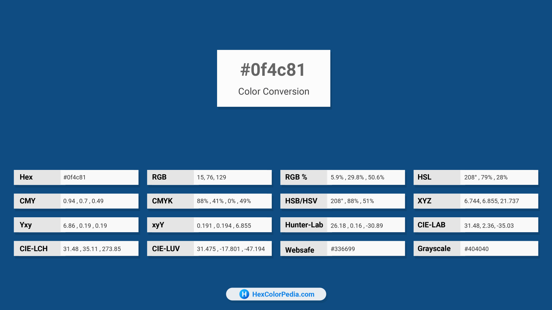 Classic Blue Color | 0f4c81 - Hex Color Conversion - Color Schemes ...