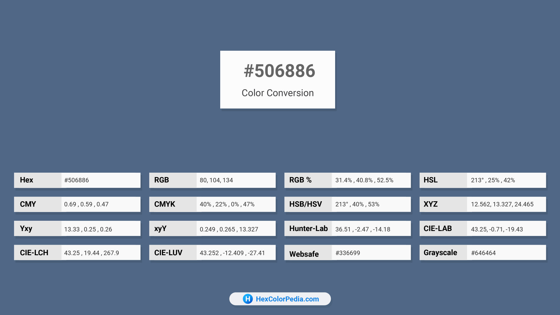 Pantone 18-4027 Tcx Moonlight Blue Color | #506886 - Hex Color ...