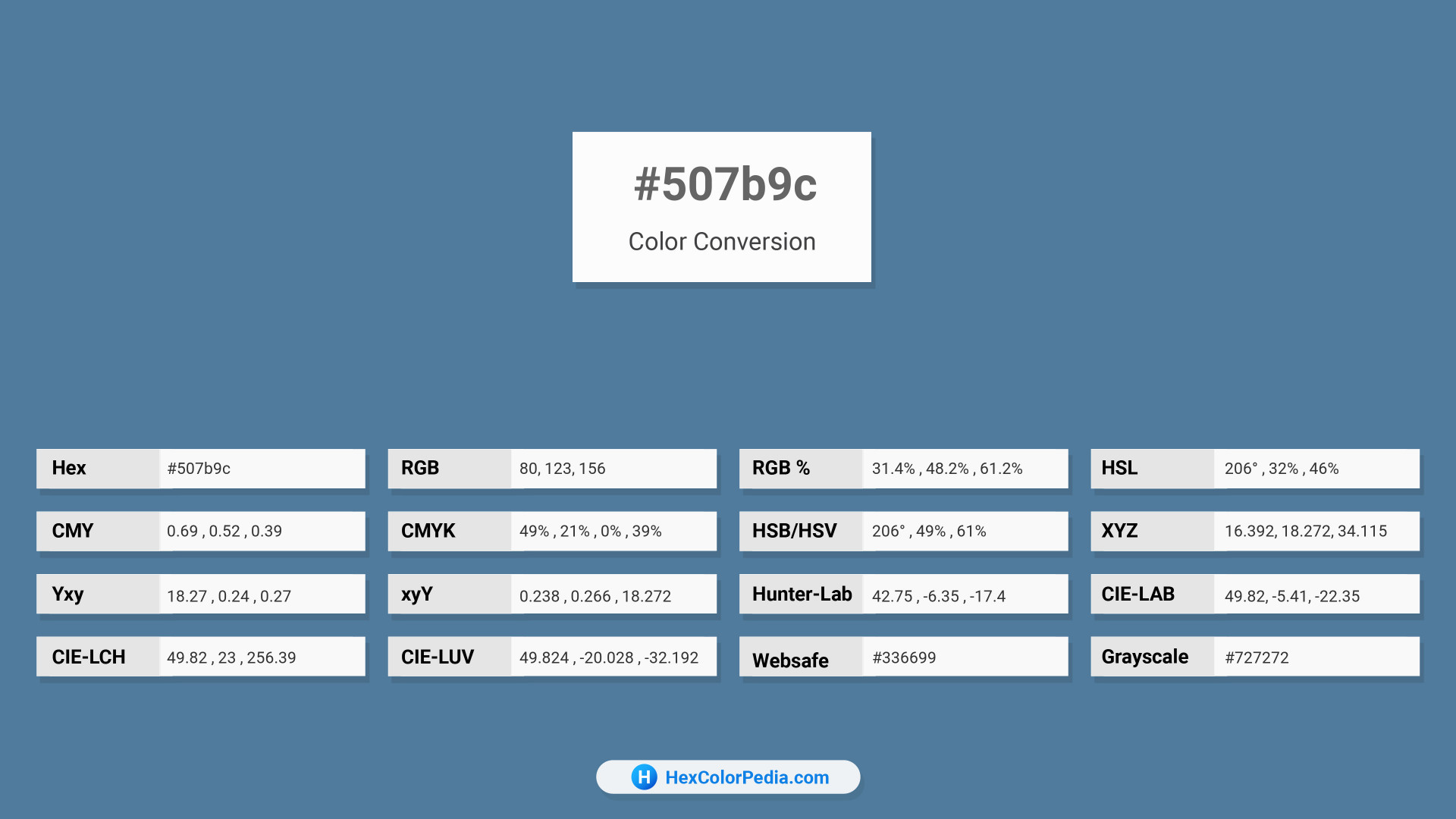 Storm Blue Color | #507b9c - Hex Color Conversion - Color Schemes ...