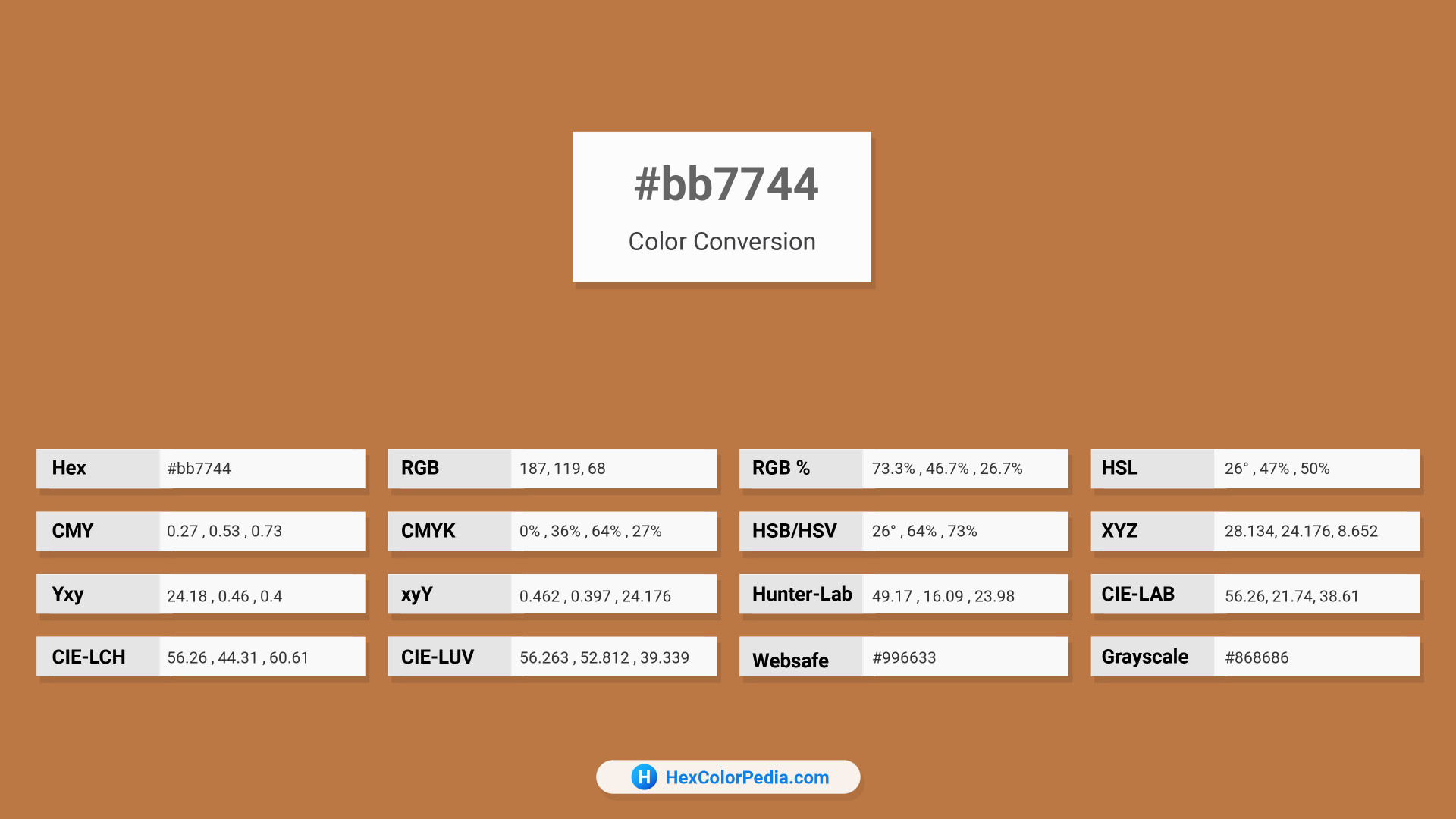 Palomino Color | #bb7744 - Hex Color Conversion - Color Schemes - Color ...