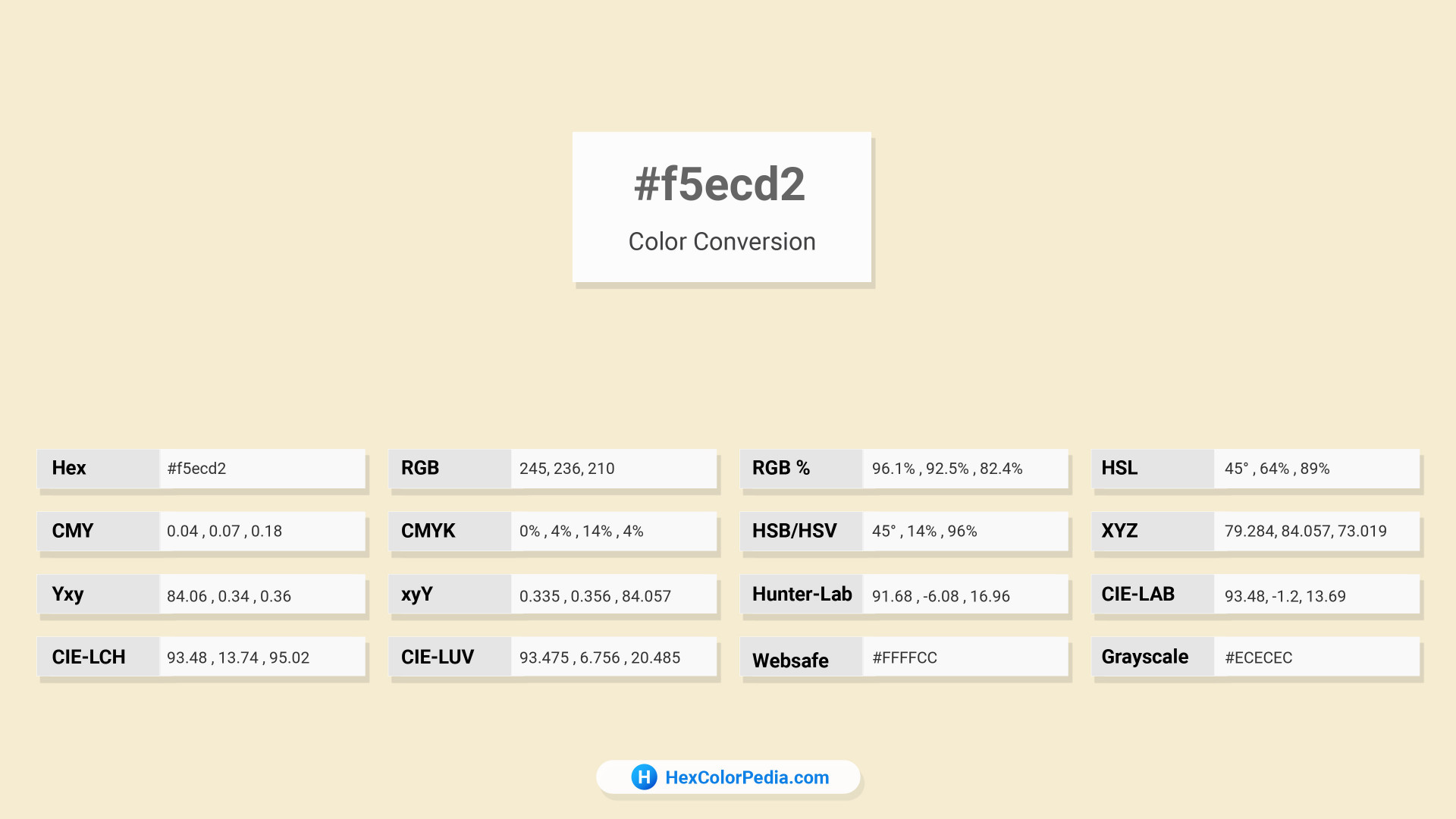 Winter White Color | f5ecd2 - Hex Color Conversion - Color Schemes ...