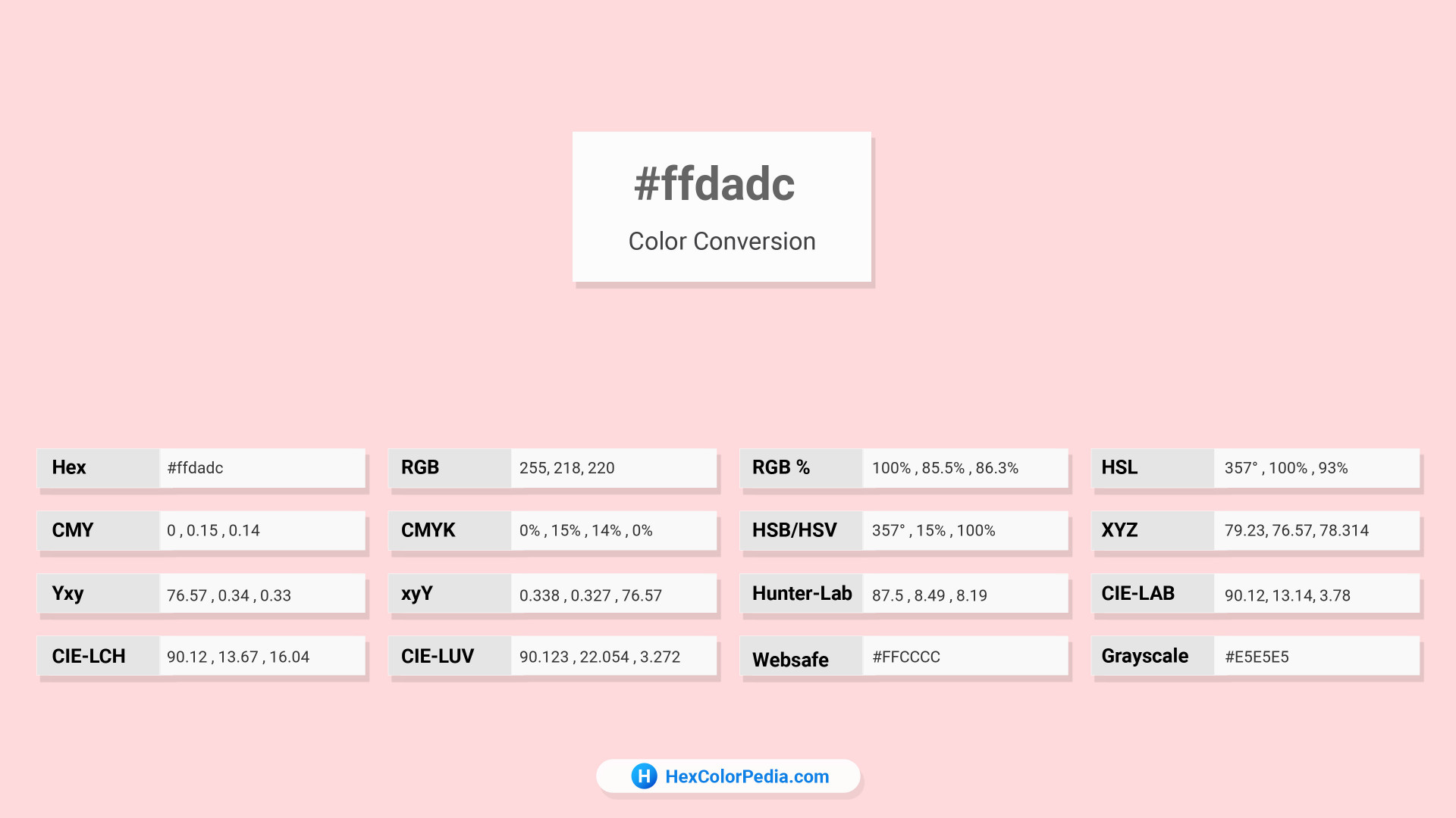 Strawberry Blonde Color | ffdadc - Hex Color Conversion - Color Schemes ...