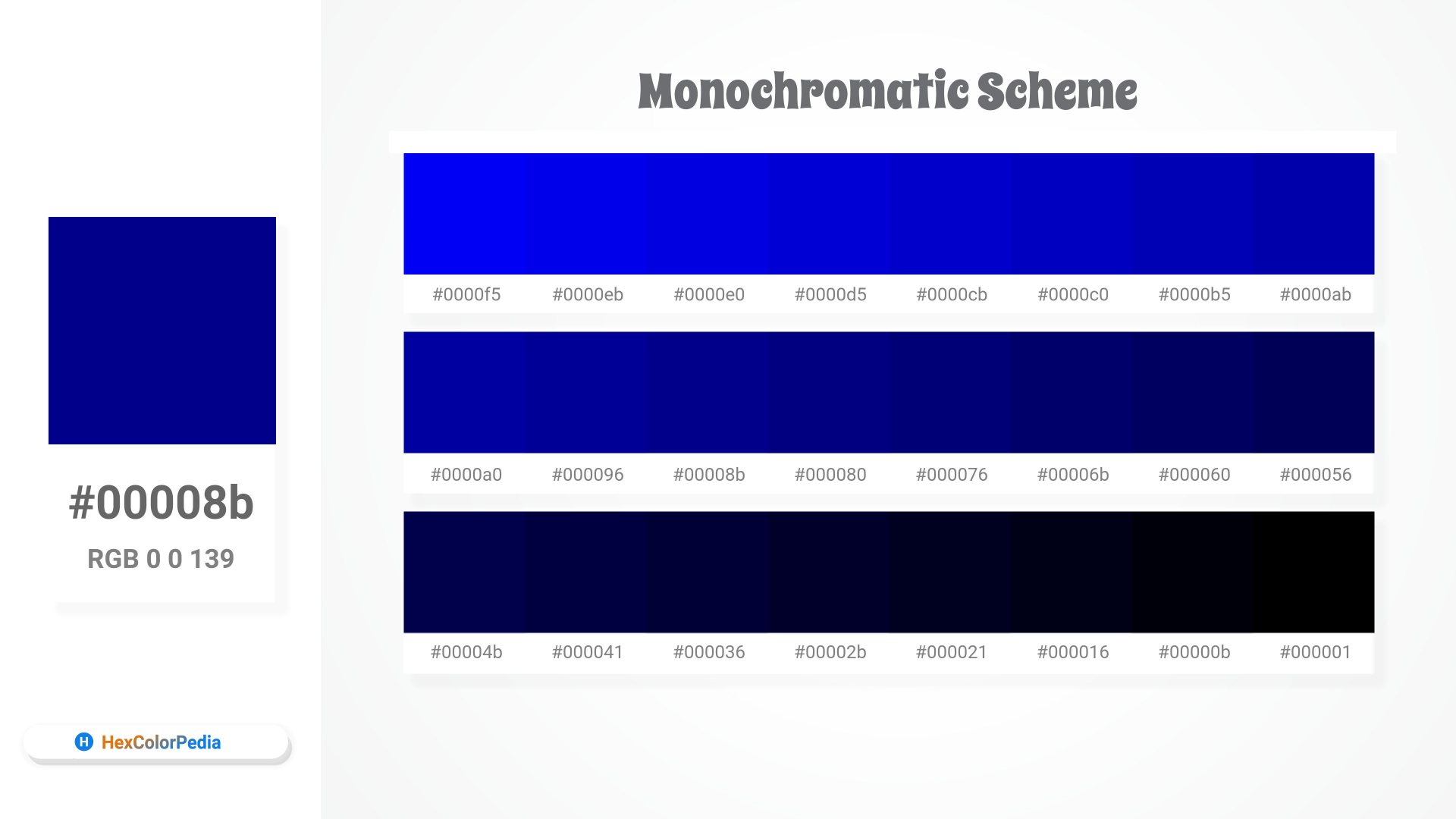 Dark Blue Color | 00008b - Hex Color Conversion - Color Schemes - Color ...