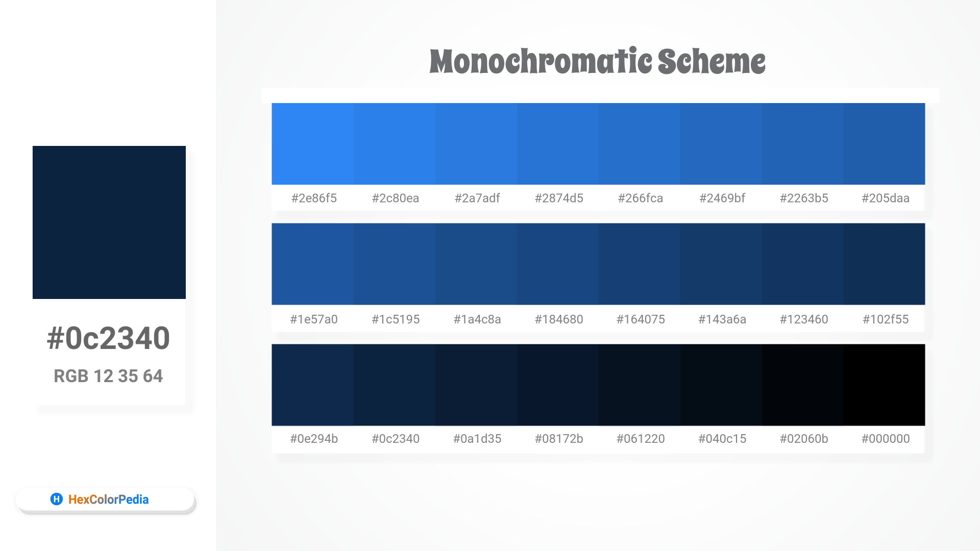 Crow Black Blue ( similar ) Color | 0c2340 - Hex Color Conversion ...