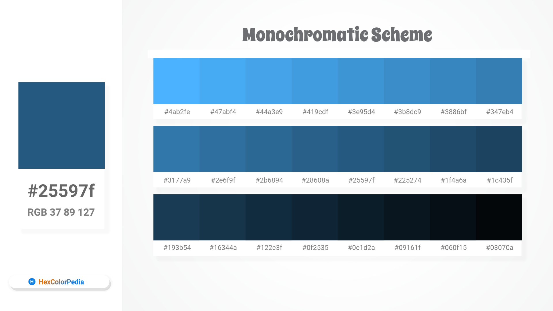 Bahama Blue Color | 25597f - Hex Color Conversion - Color Schemes ...