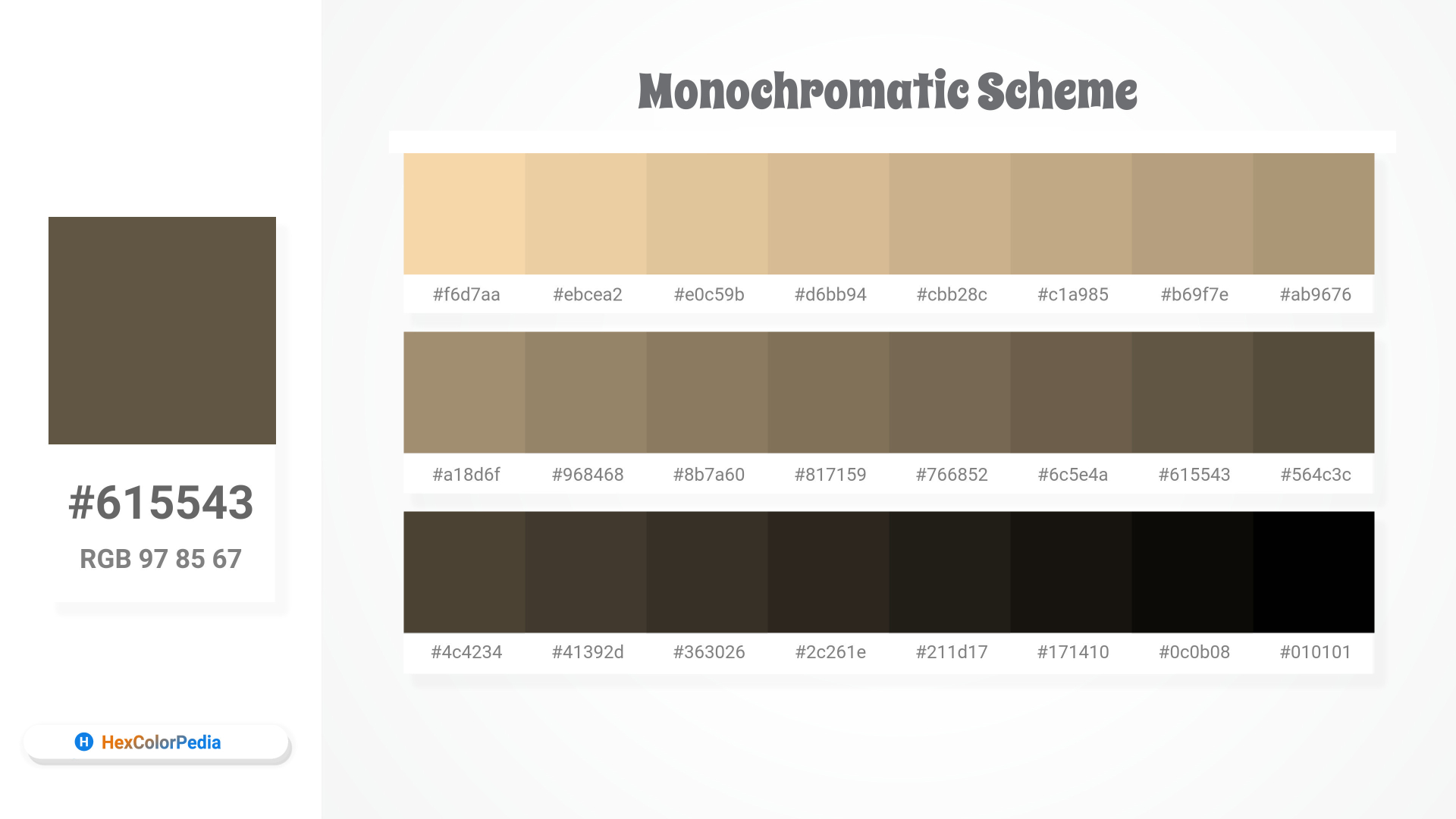 Sandalwood Color | #615543 - Hex Color Conversion - Color Schemes ...