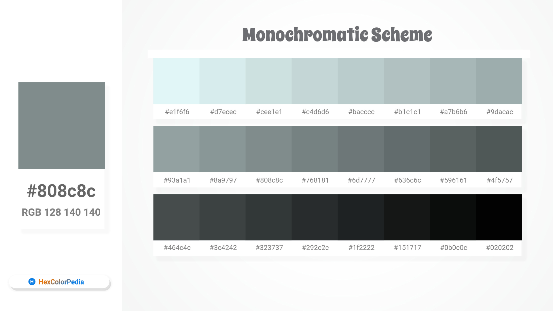 Gunmetal Grey Color | #808c8c - Hex Color Conversion - Color Schemes ...