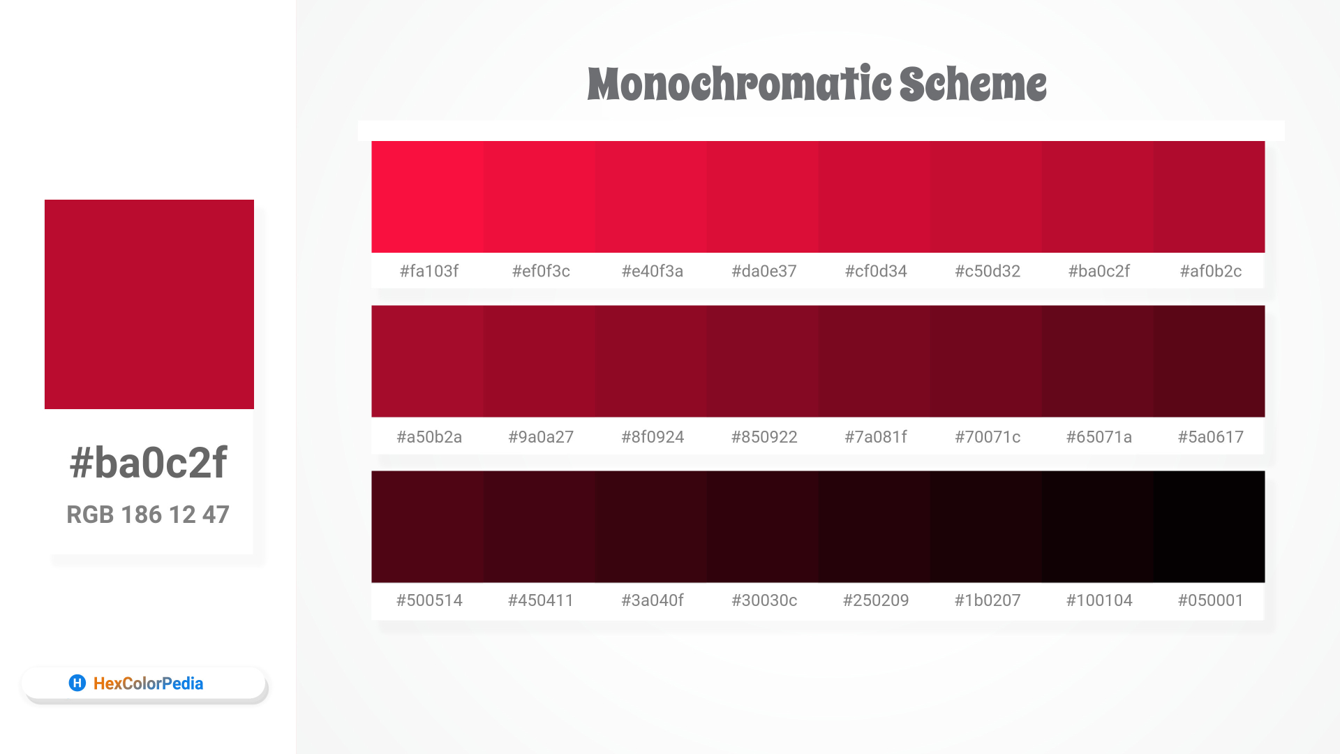 Lychee ( similar ) Color | ba0c2f - Hex Color Conversion - Color ...
