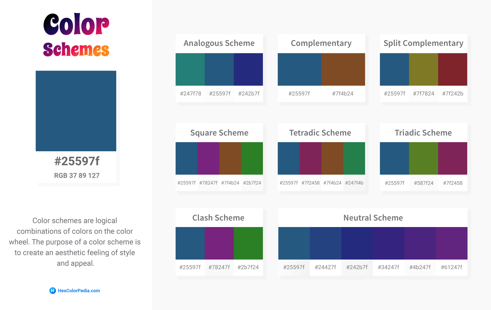 Bahama Blue Color | 25597f - Hex Color Conversion - Color Schemes ...