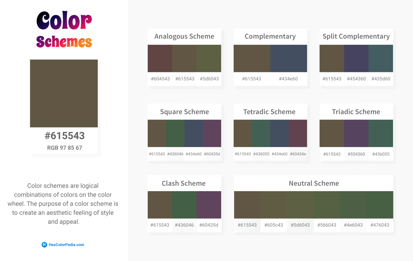 Sandalwood Color | #615543 - Hex Color Conversion - Color Schemes ...