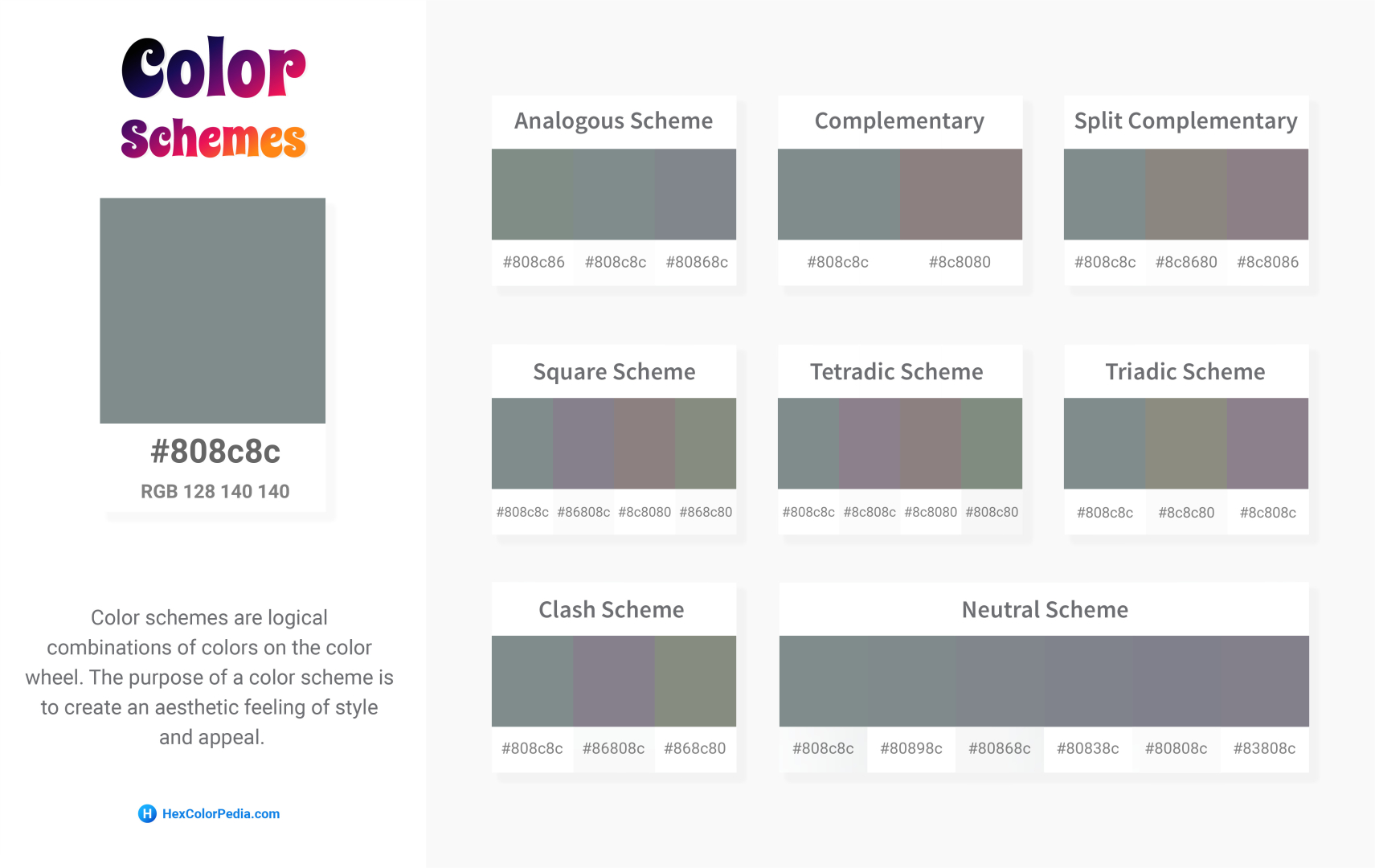 Gunmetal Grey Color | #808c8c - Hex Color Conversion - Color Schemes ...