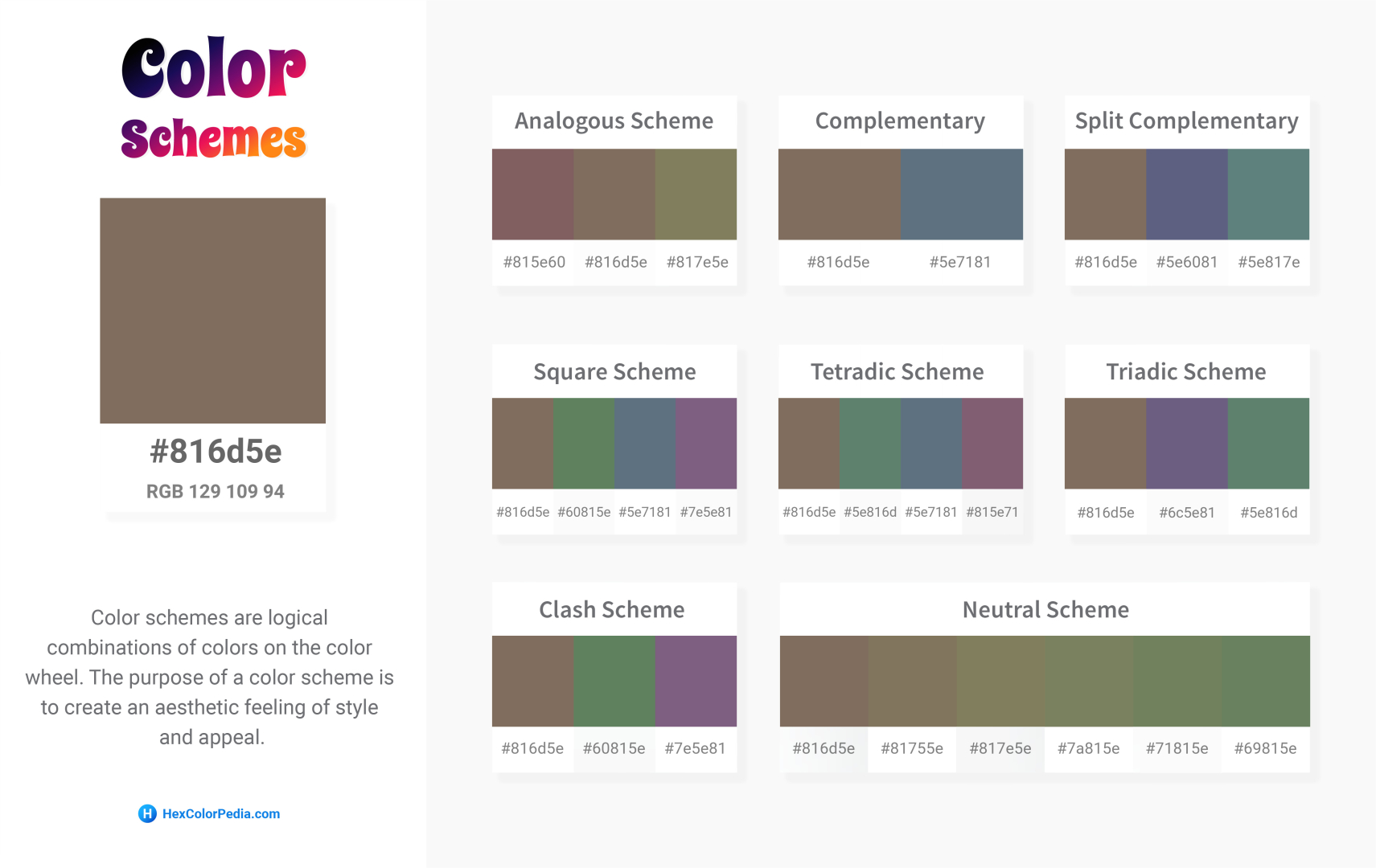 Caribou Color | 816d5e - Hex Color Conversion - Color Schemes - Color ...
