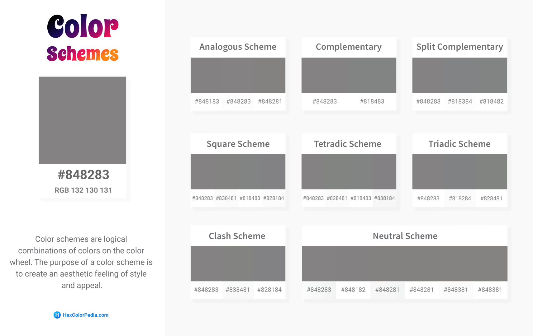 Frost Grey Color | 848283 - Hex Color Conversion - Color Schemes ...