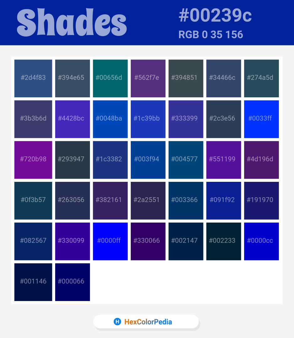Space Dust ( similar ) Color | 00239c - Hex Color Conversion - Color ...