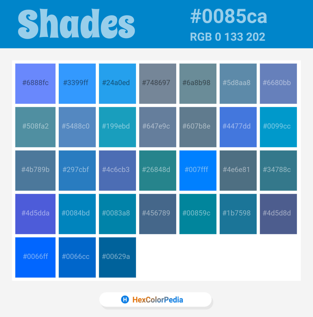 Water Raceway ( similar ) Color | 0085ca - Hex Color Conversion - Color ...