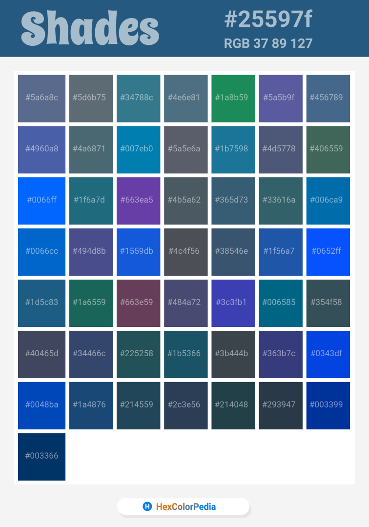 Bahama Blue Color | 25597f - Hex Color Conversion - Color Schemes ...