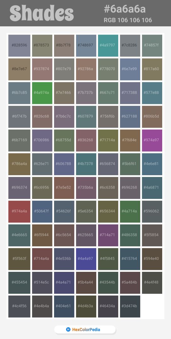 Dim Gray ( similar ) Color | 6a6a6a - Hex Color Conversion - Color ...