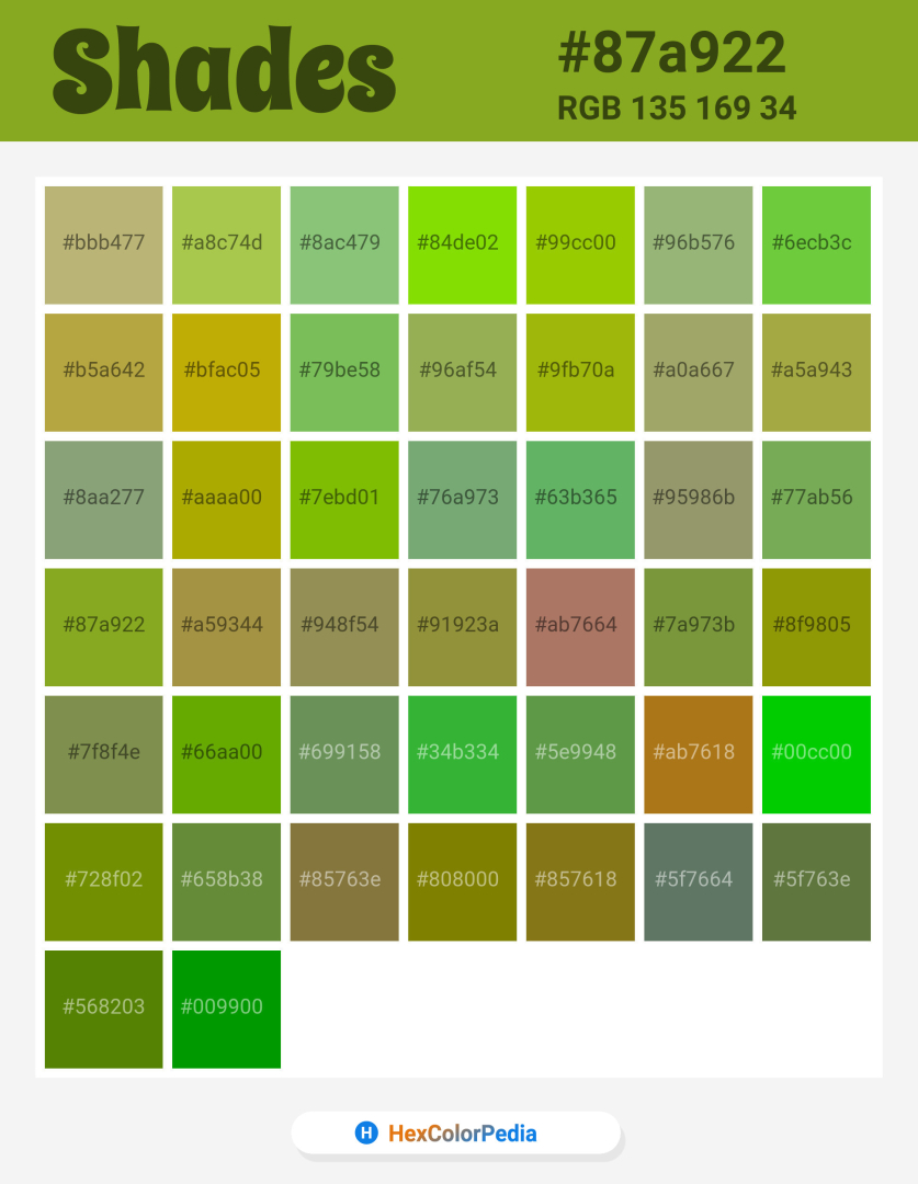 Avocado Green Color | #87a922 - Hex Color Conversion - Color Schemes ...