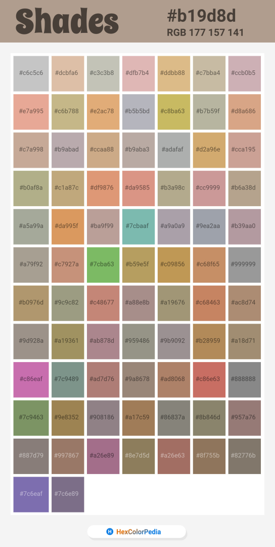 Light Taupe Color | b19d8d - Hex Color Conversion - Color Schemes ...