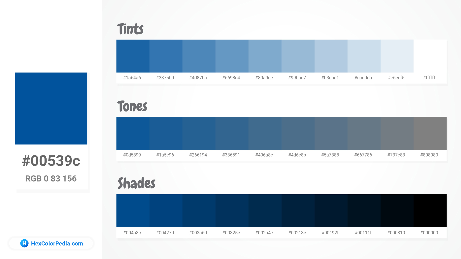 Princess Blue Color | 00539c - Hex Color Conversion - Color Schemes ...