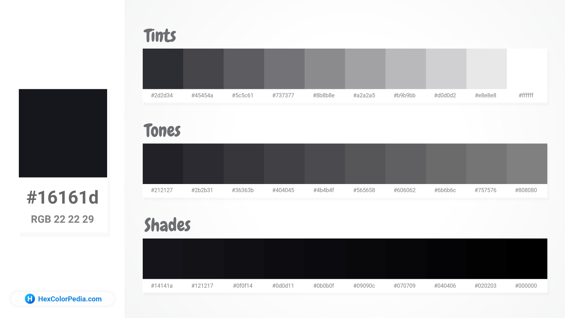 Eigengrau Color | 16161d - Hex Color Conversion - Color Schemes - Color ...