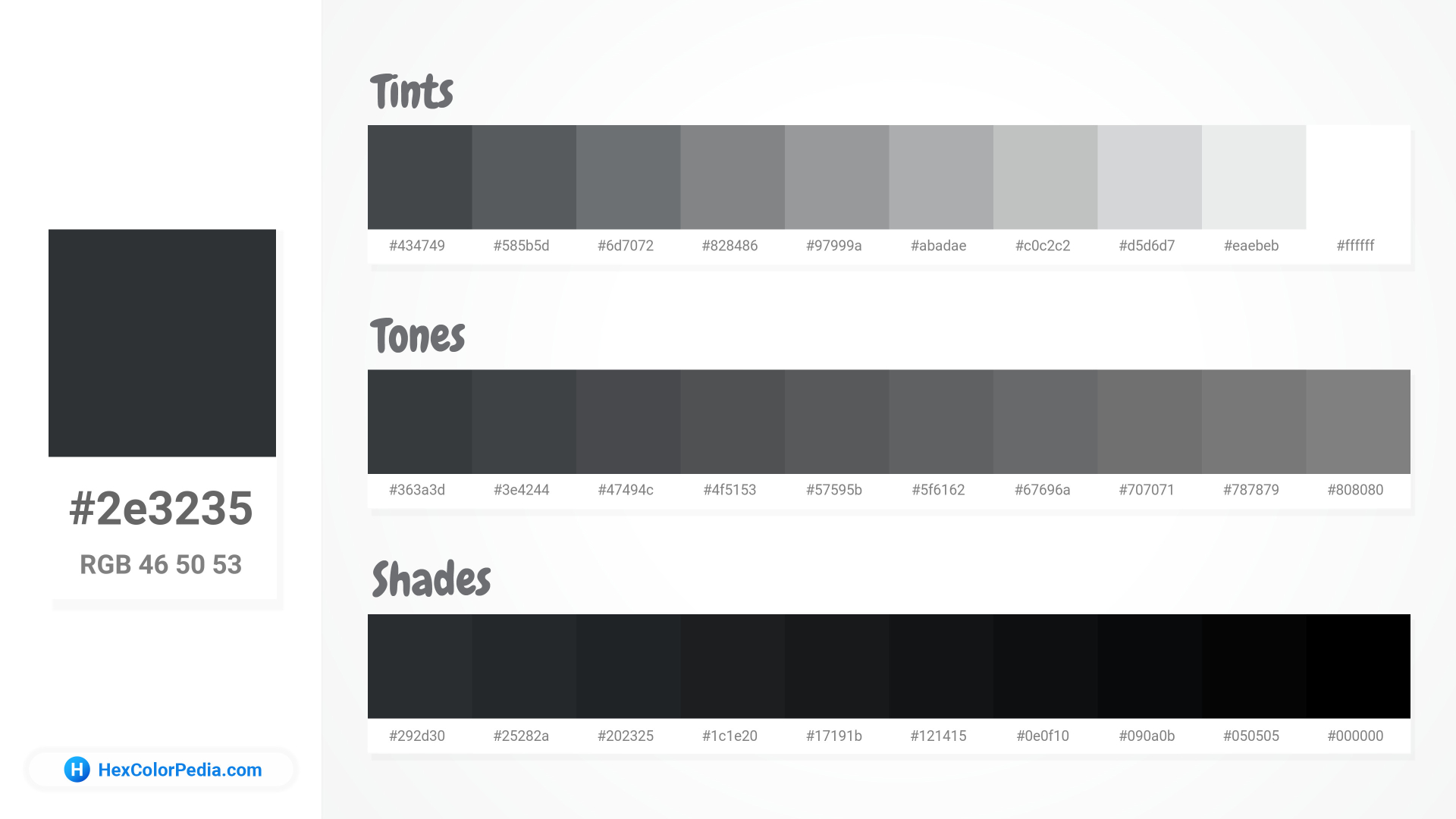 Cod Grey ( similar ) Color | 2e3235 - Hex Color Conversion - Color ...